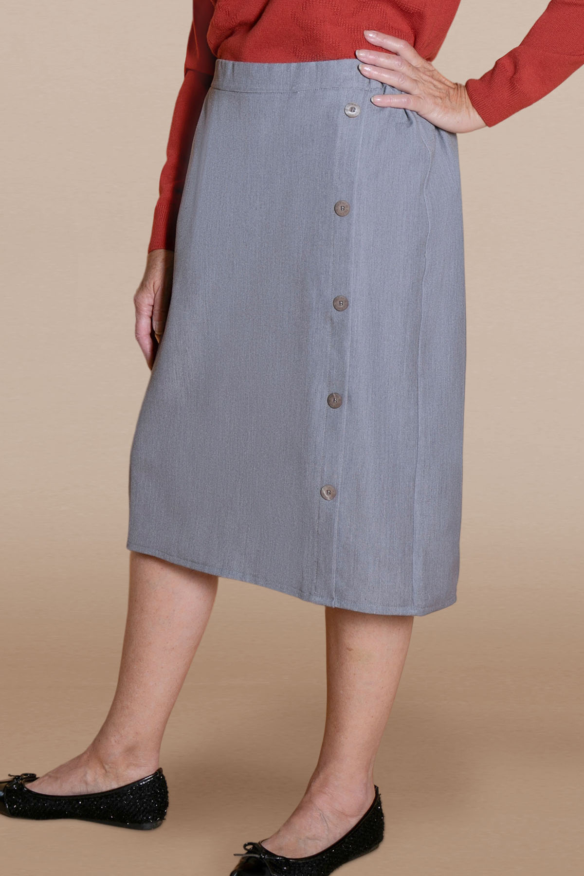 Jupe droite boutonnée (JUNAY) : Jupe sénior